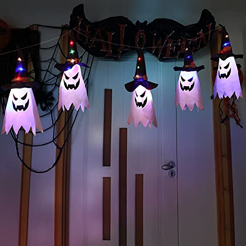 Halloween Decorations Flying Ghost Hats,with Color LED String Lights ...