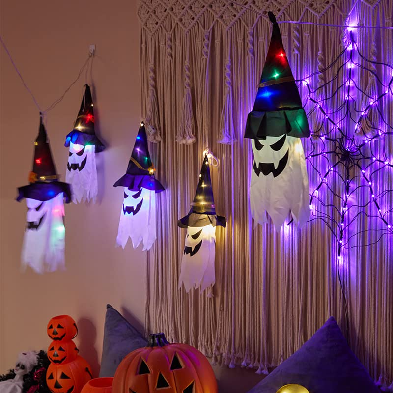 Halloween Decorations Flying Ghost Hats,with Color LED String Lights ...